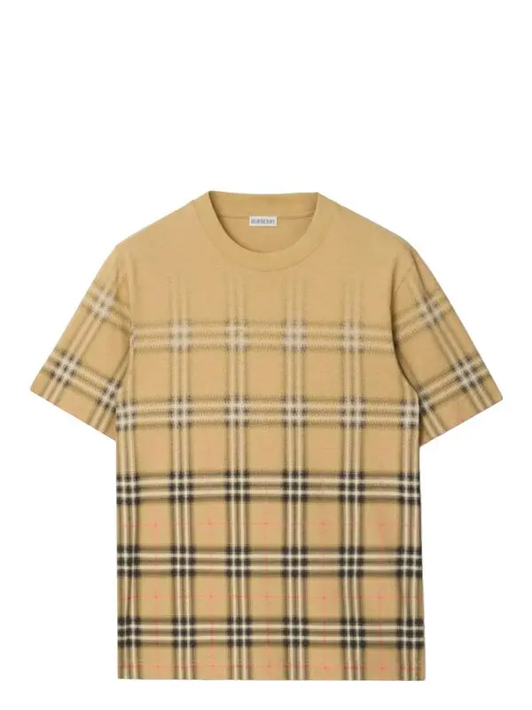 Burberry Gradient Check Cotton T-shirt - Sand Beige