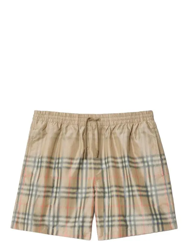 Burberry Gradient Check Swim Shorts - Sand Beige