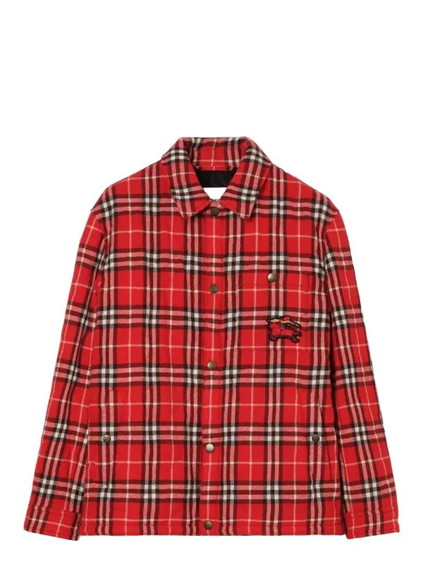 Burberry Check Quilted Wool Flannel Jacket - Crayon Red