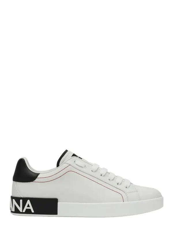 Dolce & Gabbana Portofino Leather Sneakers - White