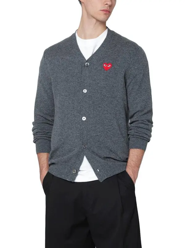 Play Comme Des Garcon Wool Cardigan - Grey