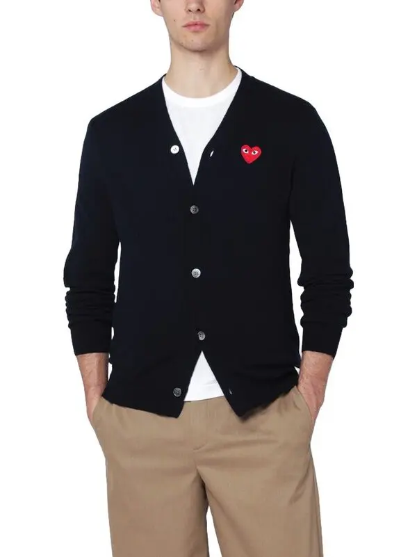 Play Comme Des Garcon Wool Cardigan - Blue