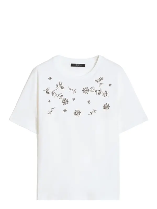 Max Mara Print And Embroidery-adorned Jersey T-shirt - White