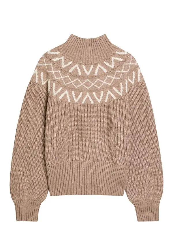 Varley Marcie Fair Isle Knit Jumper - Brown