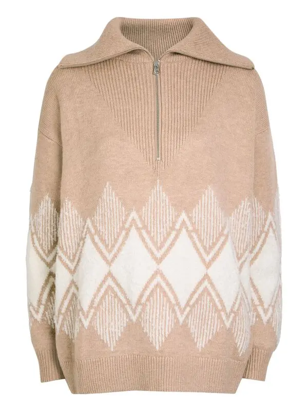 Varley Fair Isle Knitted Jumper - Light Brown