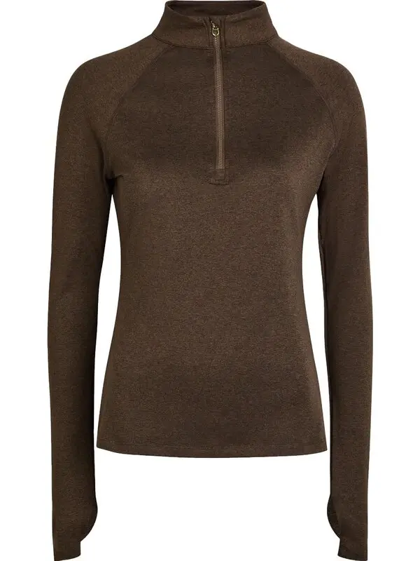 Varley Always Warm Half-zip Stretch-jersey Top - Dark Brown