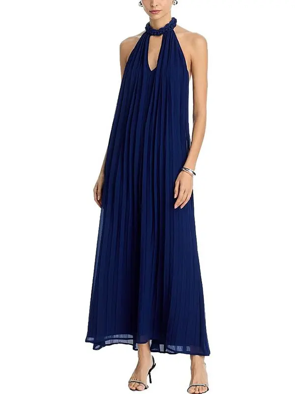 Aqua Pleated Maxi Dress Exclusive - Indigo