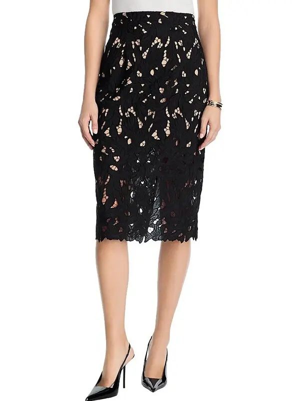 Aqua Lace Midi Skirt - Black