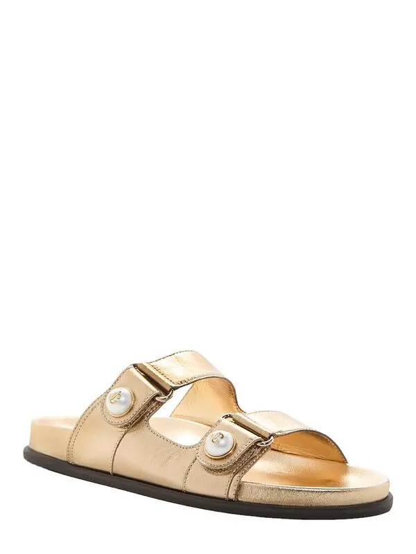JIMMY CHOO Fayence Slide Sandals - Gold