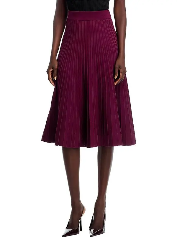 NANCY YANG Ribbed A-line Midi Skirt - Burgundy