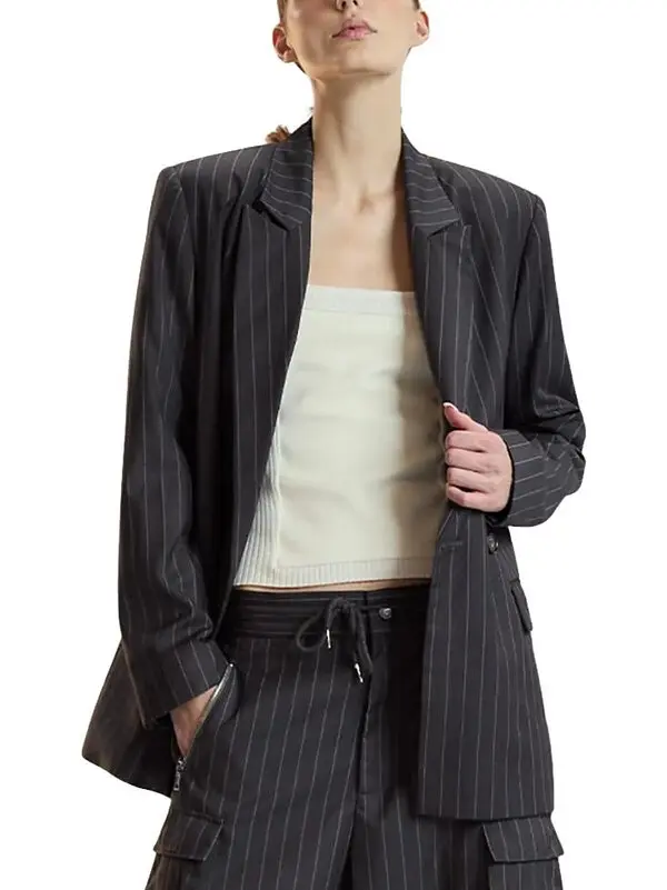 Cynthia Rowley Pinstripe Oversized Jacket - Heather Grey
