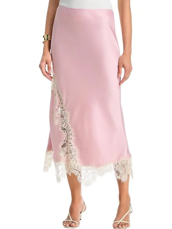 Aqua Lace Inset Slip Skirt - Baby Pink