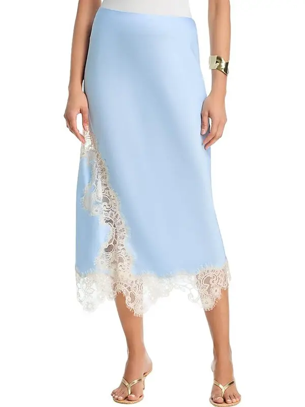 Aqua Lace Inset Slip Skirt - Pastel Blue
