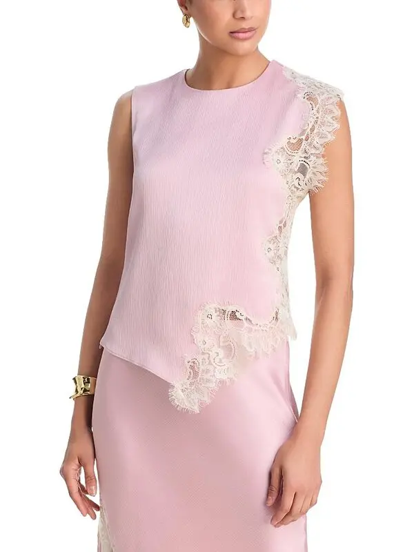 Aqua Lace Inset Sleeveless Top - Baby Pink