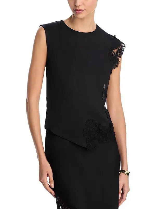 Aqua Lace Inset Slip Top - Black