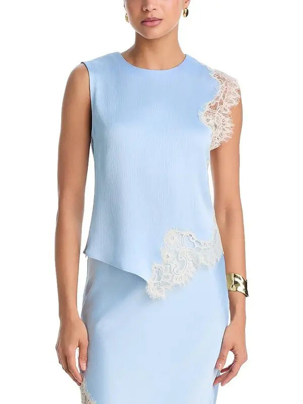 Aqua Lace Inset Sleeveless Top - Pastel Blue