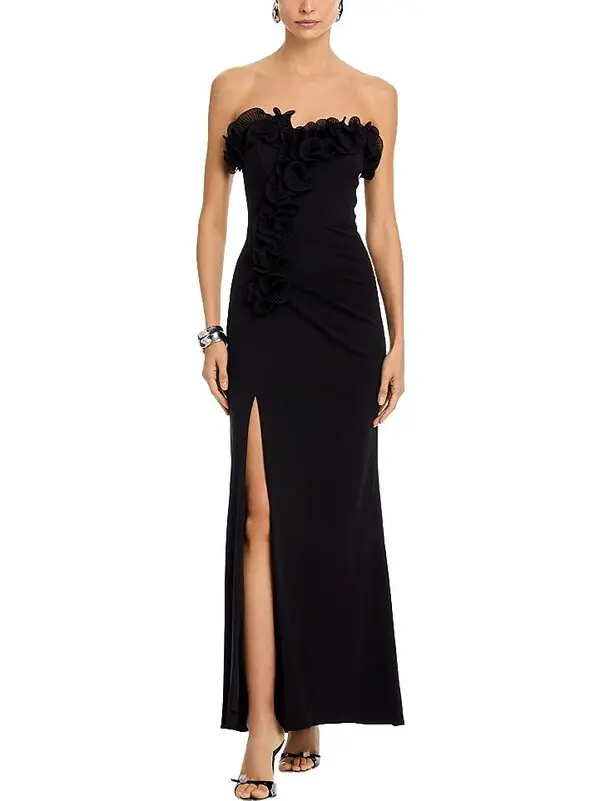 Aqua Strapless Crepe Dress - Black