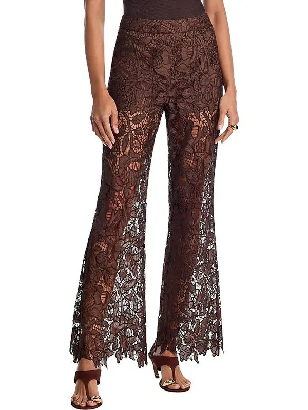 Aqua Lace Flare Pants - Brown