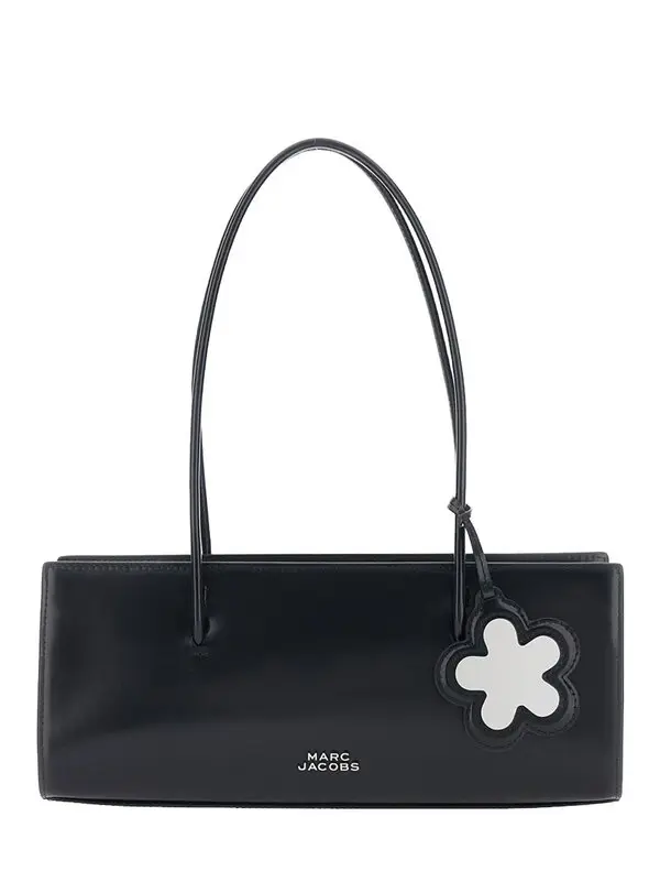 Marc Jacobs The Mirror Satchel Shoulder Bag With Flower Charm - Black