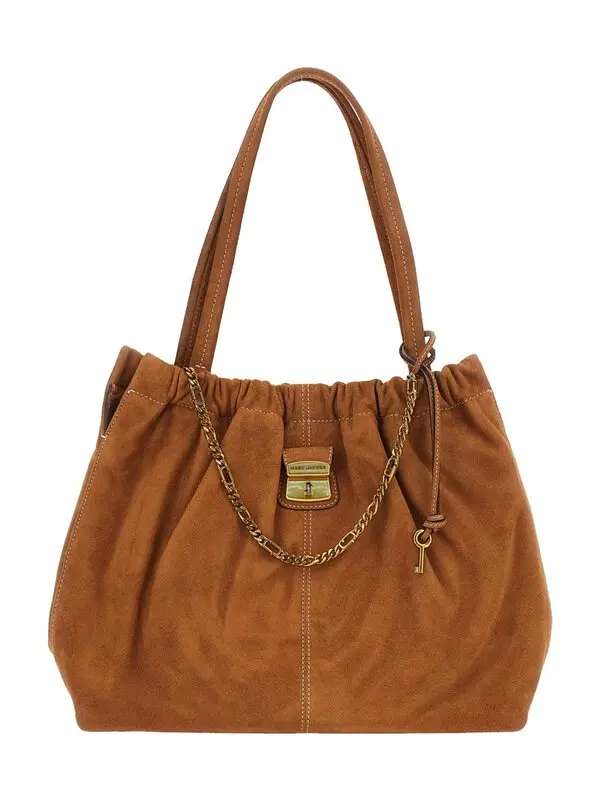 Marc Jacobs The Tote Suede Shoulder Bag With Chain Detail - Brown