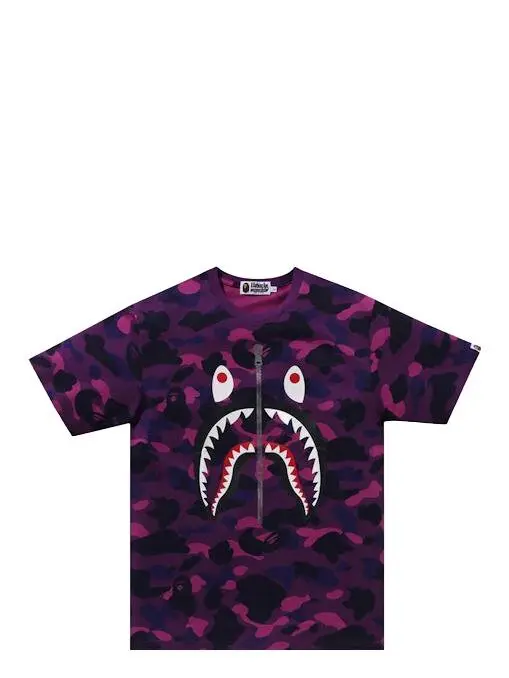A BATHING APE Camo Shark 1j80109010 Tee Shirt - Purple