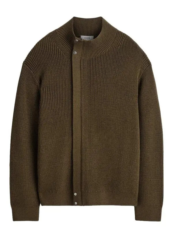 Cos Ribbed Wool Mock-neck Jacket - Brown