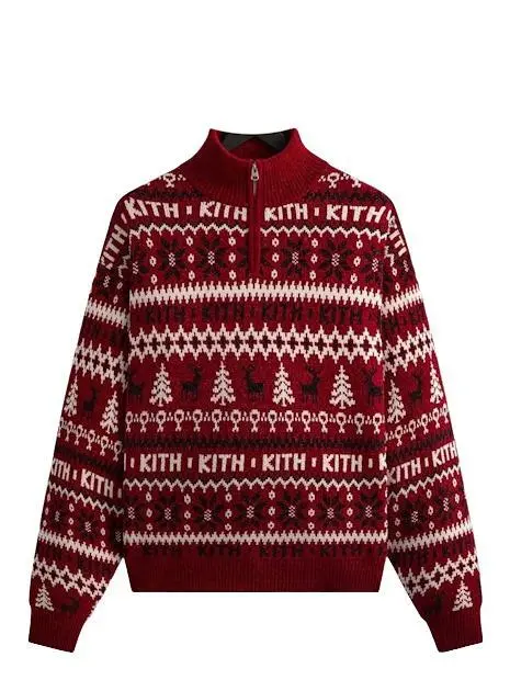 Kith Kithmas Chenille Fair Isle Quarter Zip - Allure