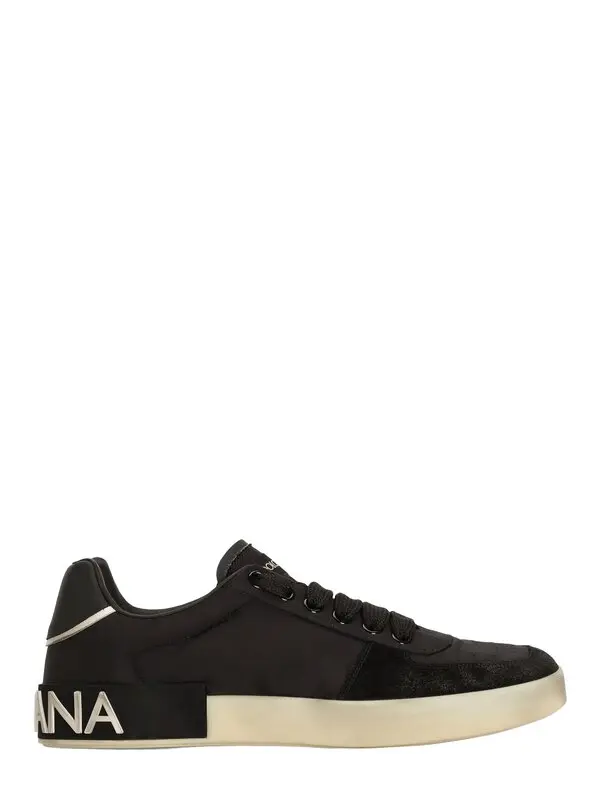 Dolce & Gabbana Portofino Nylon And Split Calfskin Sneakers - Black