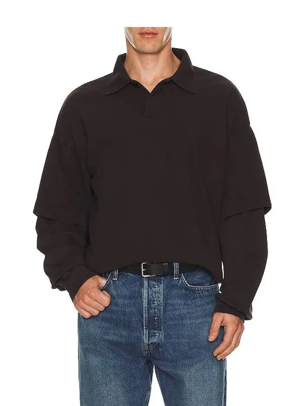 AGOLDE Curren Doublesleeve Polo In Brown - Elysian