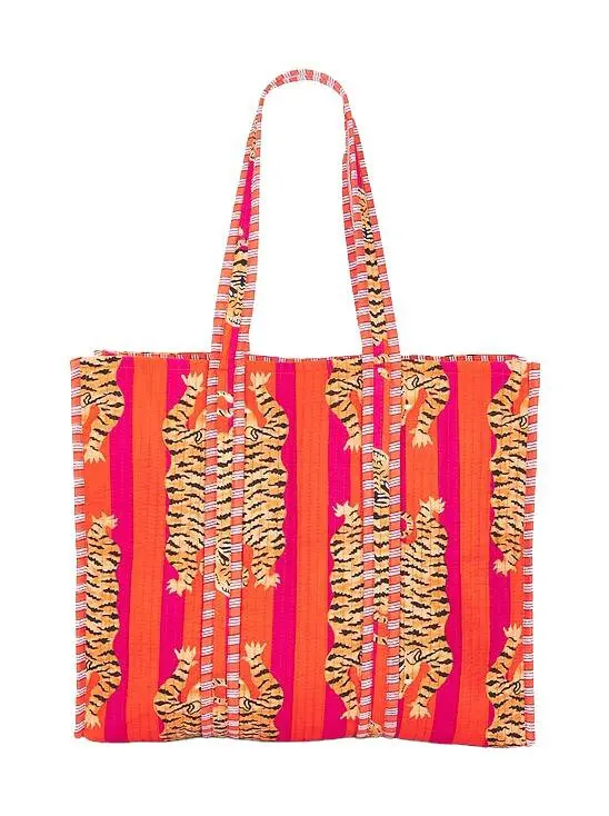 VERVE CULTURE Feline Print Tote - Orange