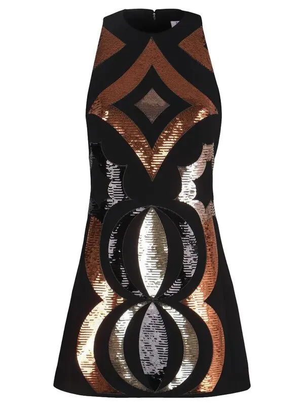 Emilio Pucci Sleeveless A-line Dress With Sequined Embroidery - Black