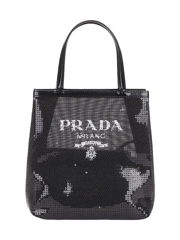 FWRD RENEW Prada Rete Paillettes Tote Bag - Black
