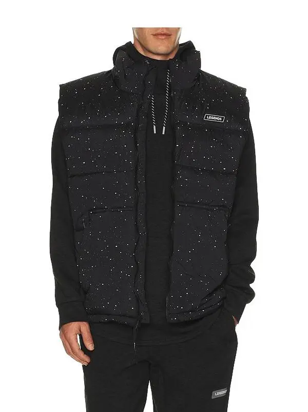 LEGENDS Alpine Puffer Vest - Black & White Splatter