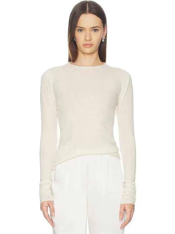 SKIMS Sheer Cashmere Long Sleeve Top - Egret