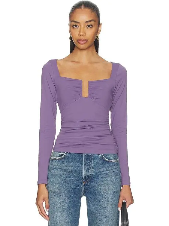 Susana Monaco Square Wire Long Sleeve Top - Currant