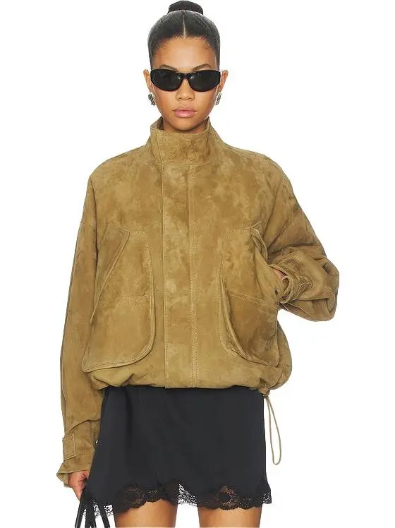 Attico Suede Bomber Jacket - Sand