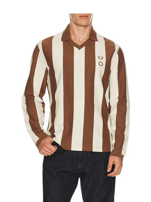 Fred Perry X Craig Green Heavy Weight Long Sleeve Polo Shirt In Brown - Uniform Brown