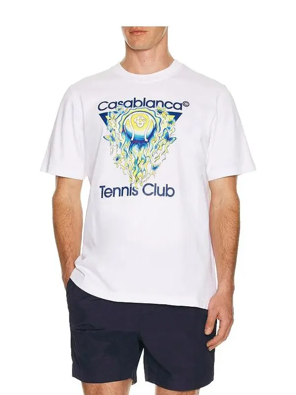 Casablanca Tennis Club Icon Classic T-shirt In White - Bright White