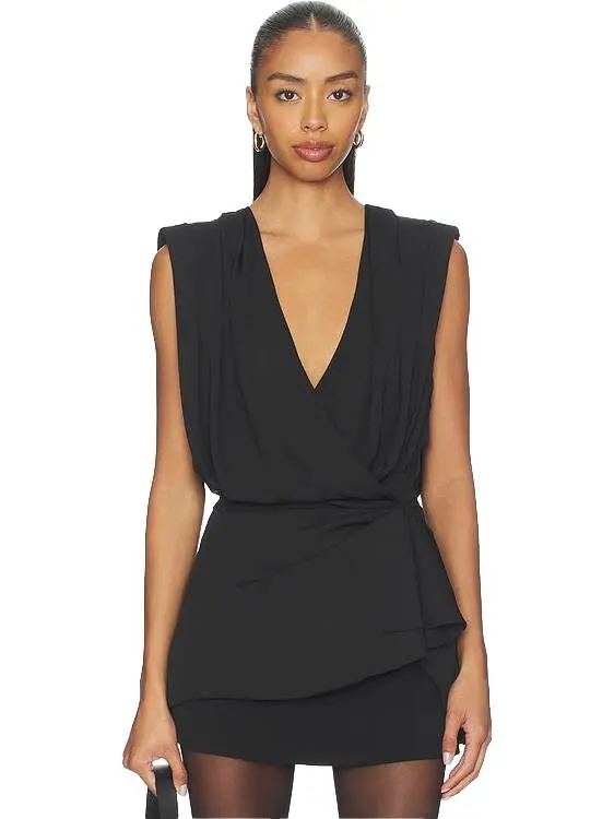 MORE TO COME Birdie Wrap Top - Black