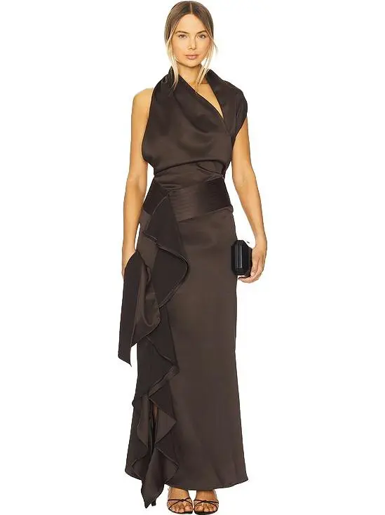 CASONA La Sandunguera Maxi Dress - Dark Olive