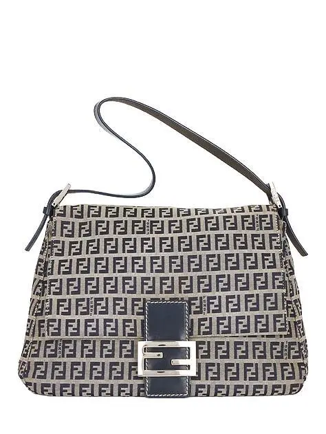 FWRD RENEW Fendi Zucchino Mama Baguette Shoulder Bag - Blue