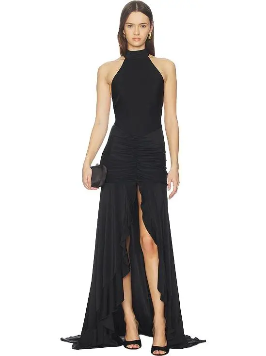 RUNAWAY THE LABEL Zelma High Neck Maxi Dress - Black