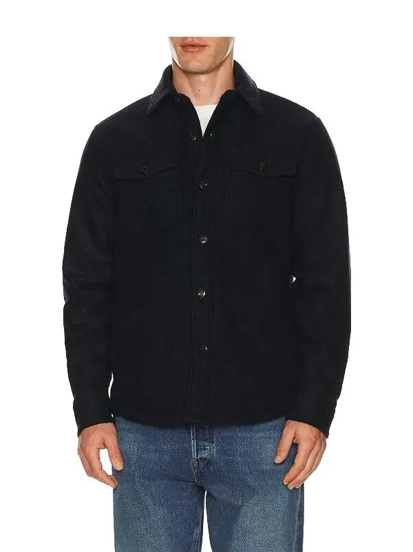 Faherty Brand Range Fleece Lined Shacket - Navy Shadow Twill