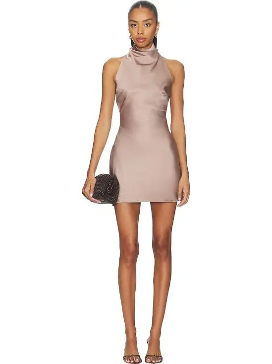 ALL THE WAYS Bryony Halter Mini Dress - Mocha
