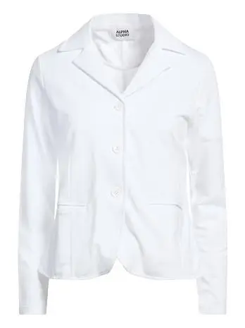 Alpha Studio Single-breasted Blazer In Cotton And Elastane - White