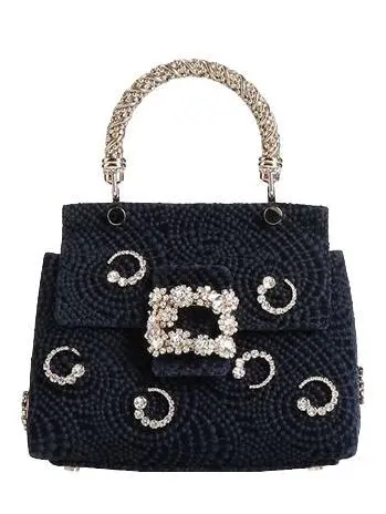 ROGER VIVIER Jacquard Velvet Handbag - Navy
