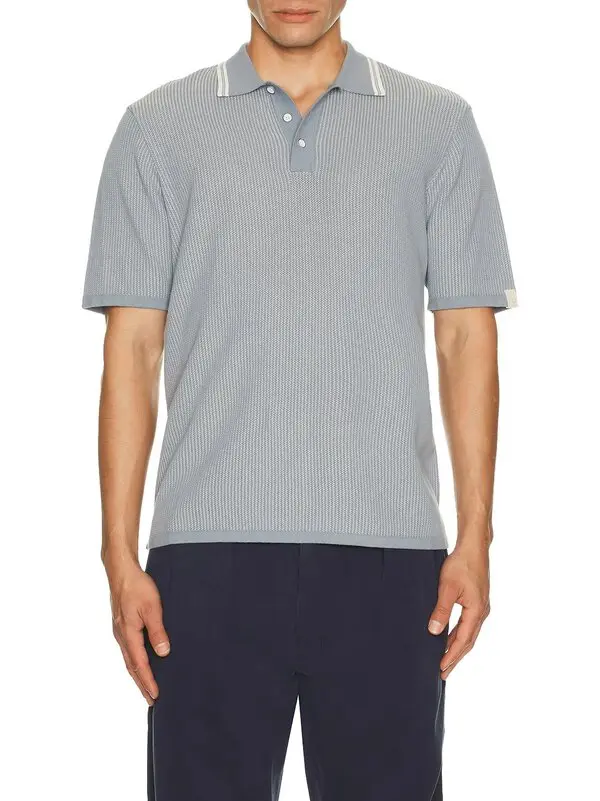 Rag & Bone Harvey Tipped Polo In Blue - Light Blue