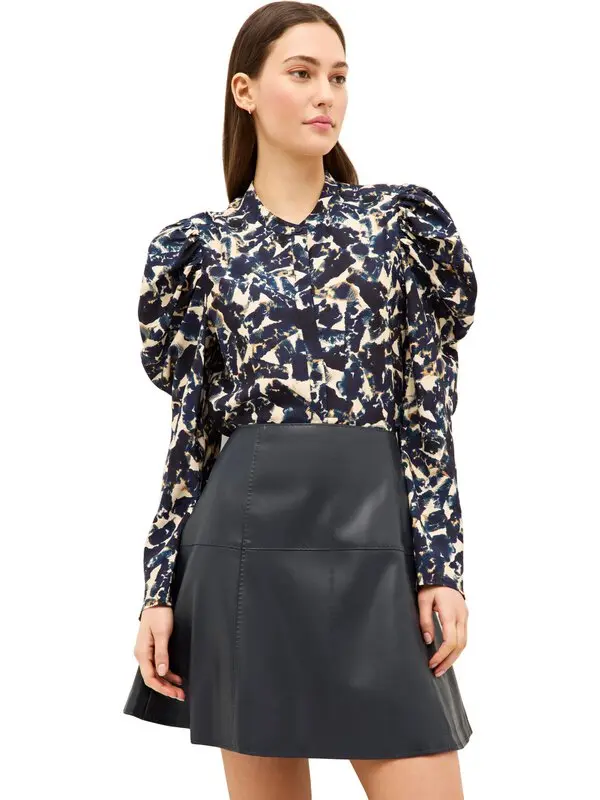 MARIE OLIVER Crawford Vegan Leather Mini Skirt - Naval