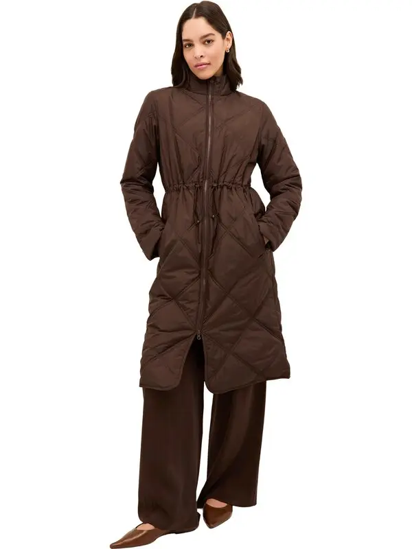 MARIE OLIVER Aiden Quilted Coat - Walnut