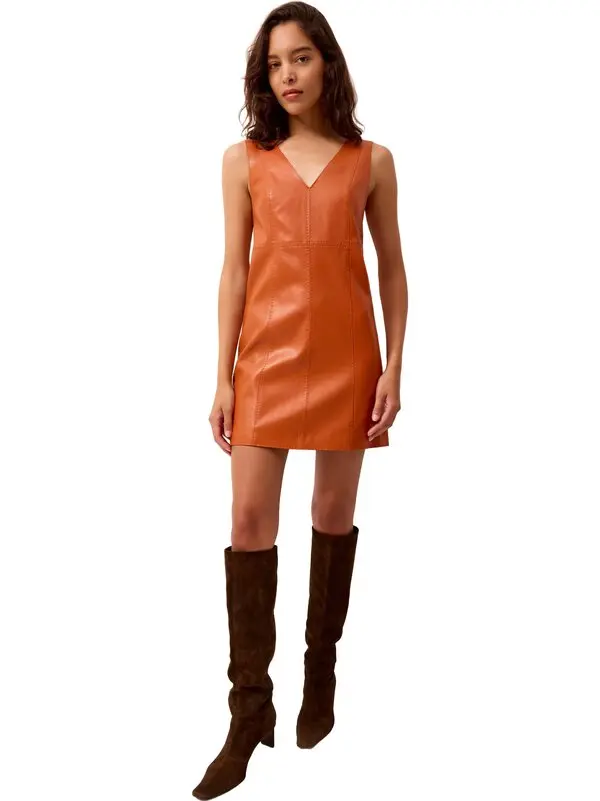 MARIE OLIVER Violette Vegan Leather Dress - Brandy
